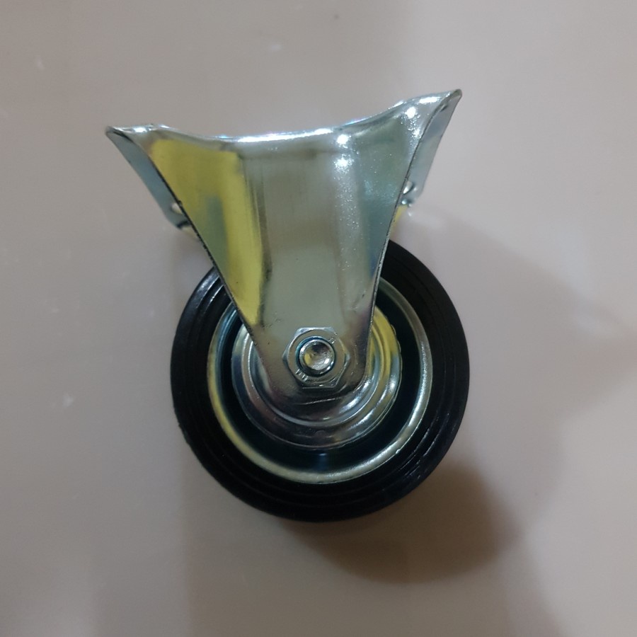 Jual Roda Troli / Troly / Trolly Karet Hitam 3" Inch Mati Fixed ...