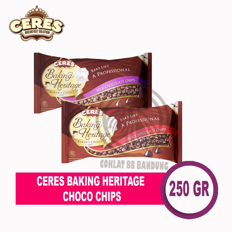 Jual CERES BAKING HERITAGE 250GR MILK DARK CHOCOLATE CHIPS - COKLAT ...