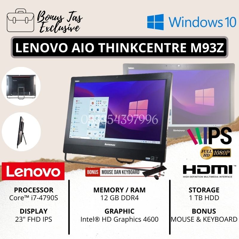 Jual LENOVO AIO THINKCENTRE M93Z - CORE I7-4790S - 12GB RAM - HDD 1TB ...
