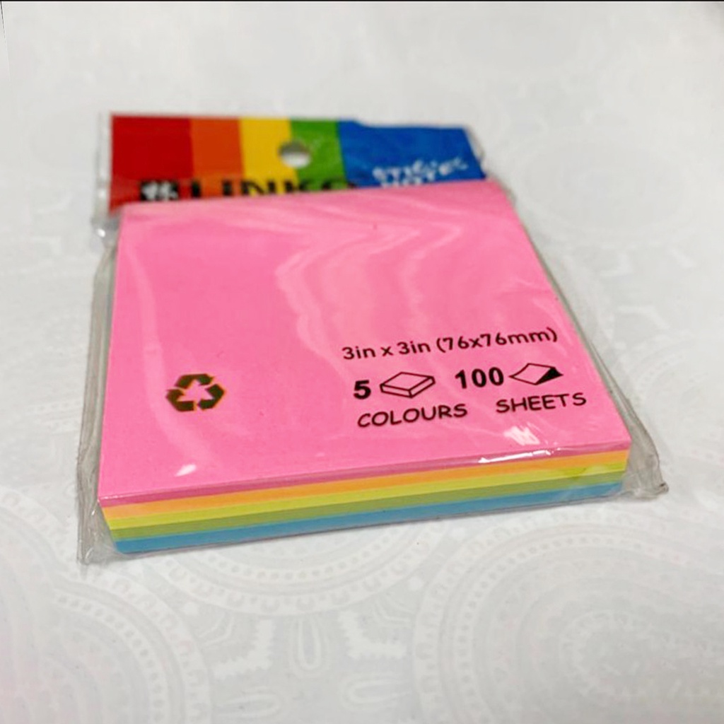 Jual STICKY NOTE ( 76x76mm ) • RAINBOW [ LK -102 ] LINKO | Shopee Indonesia