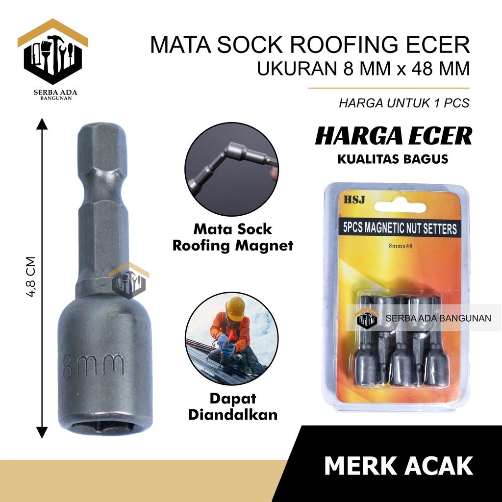 Jual MATA OBENG SOCK ROOFING BAJA RINGAN 8 X 42 MM - 8 X 48 MM - 8 X 65 MM KUNCI DRILLING NUT ...