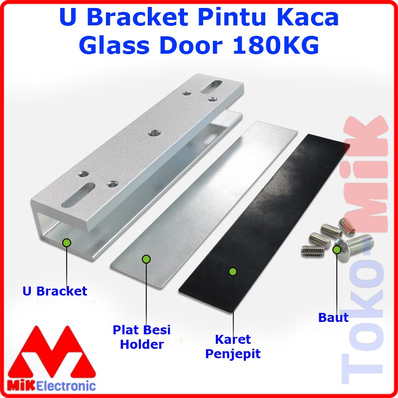 Jual U BRACKET PINTU KACA 180 KG 180KG MAGNETIC DOOR LOCK GLASS DOOR ...