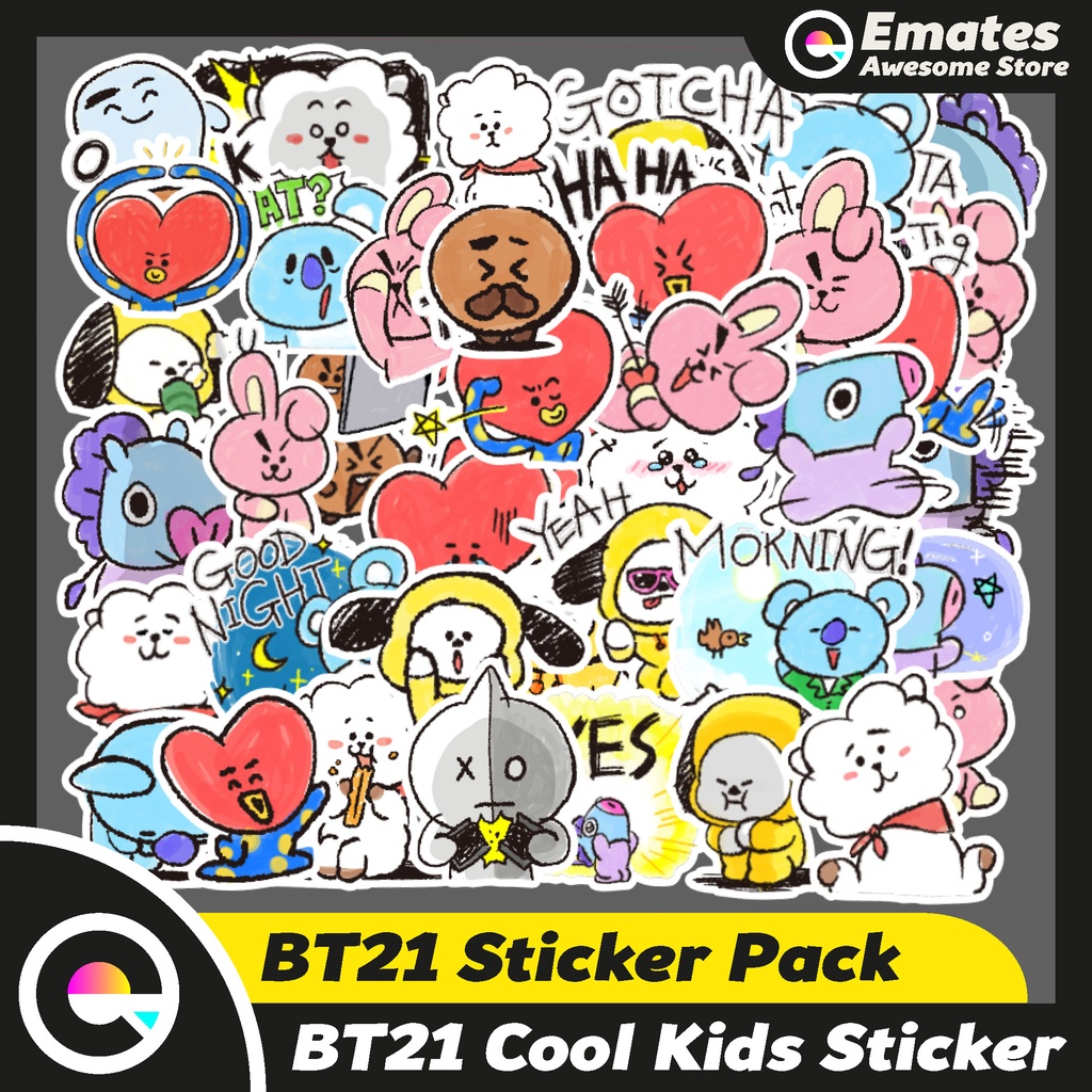 Jual [ISI 50 PCS] Stiker Sticker BT21 Cool Kids | Stiker Aesthetic ...