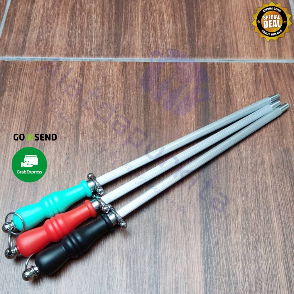 Jual Alat Pengasah Pisau Knife Sharpening Steel Stik Baja 12 Inch ...