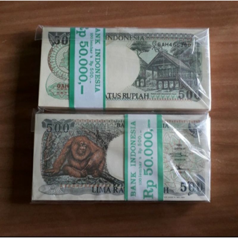 Jual uang kuno 500 otan 1992 1 gepok 100 lembar gress | Shopee Indonesia
