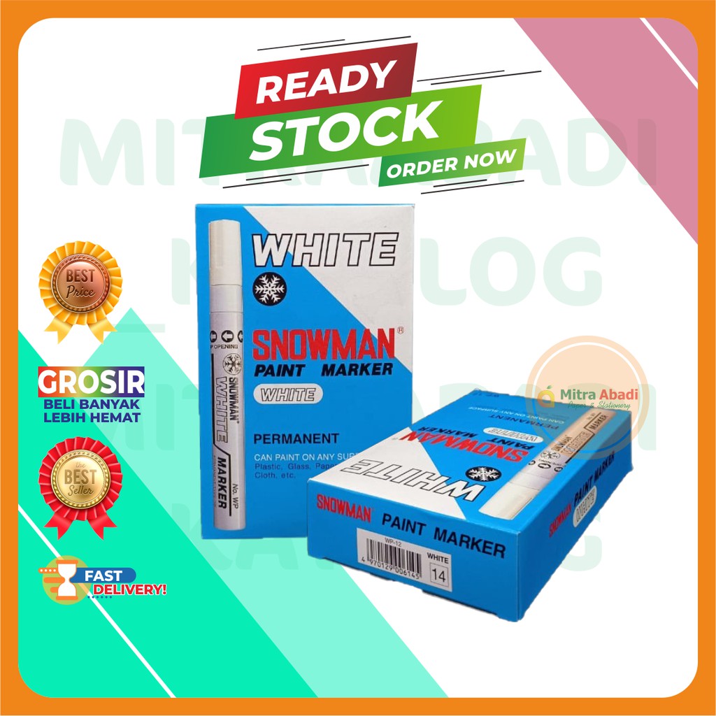 Jual (1 PCS) SPIDOL SNOWMAN PERMANENT PUTIH | SNOWMAN PAINT MARKER NO ...