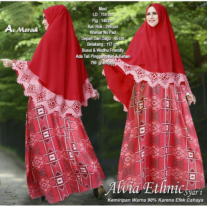 Jual NEW MT 11047 ALVIA ETHNIC MERAH | Shopee Indonesia