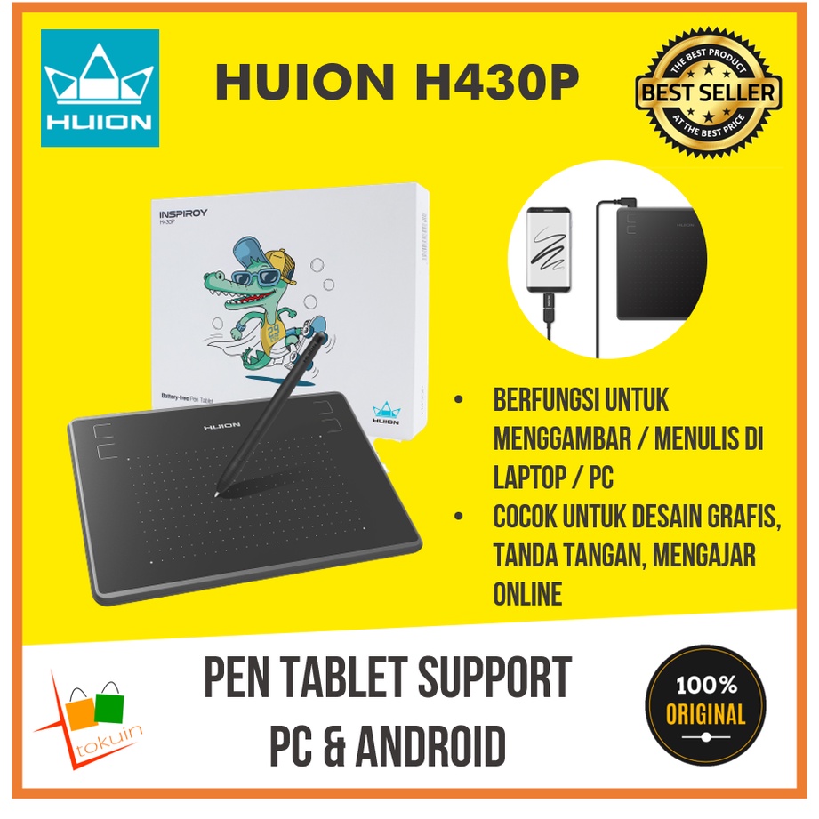 Jual ORIGINAL HUION H420 H430P Drawing Tablet Alat Gambar Tanda Tangan ...