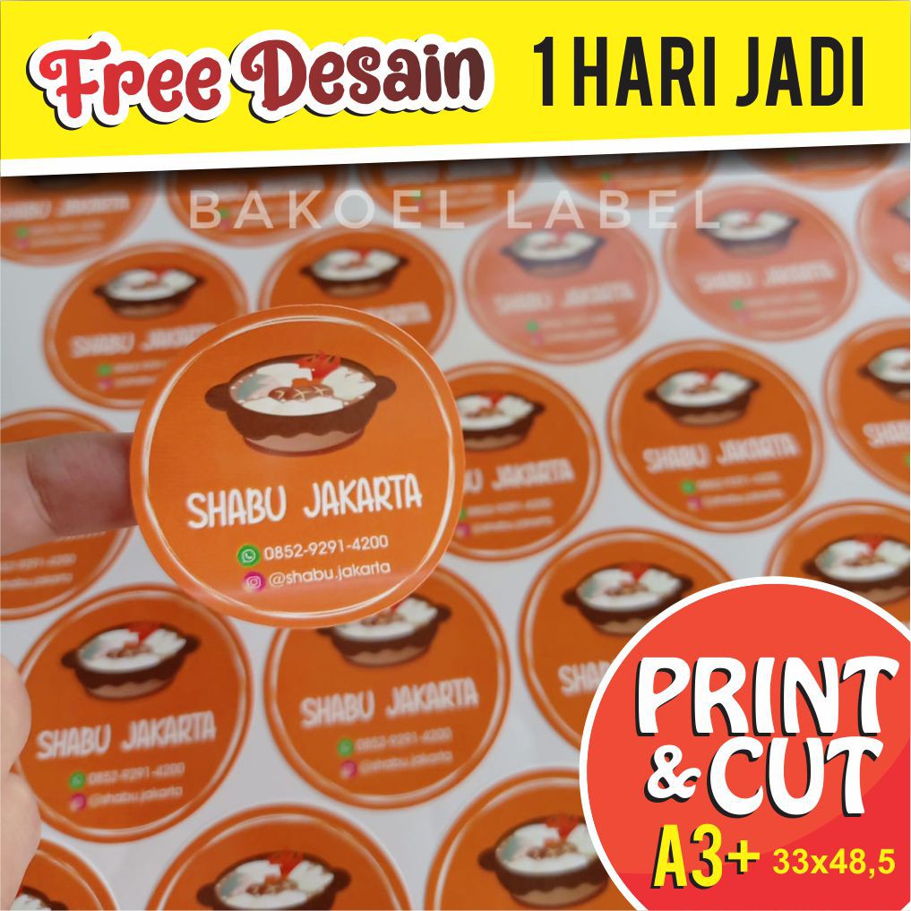 Jual Print Stiker Label VINYL Waterproof + CUTTING desain bebas ...