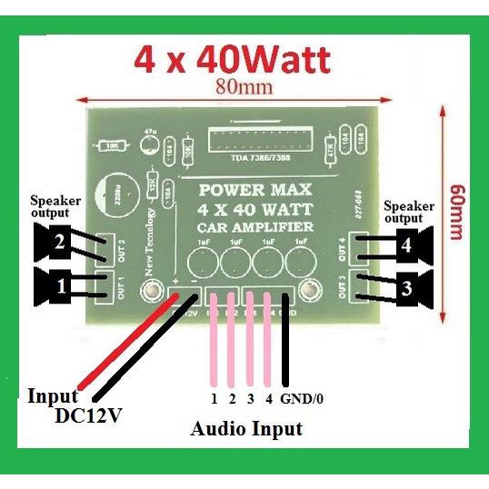Jual Kit Power Amplifier Dc 12Volt 4 X 40 Watt Btl Toshiba Nivic00 Diminati Banget | Shopee ...