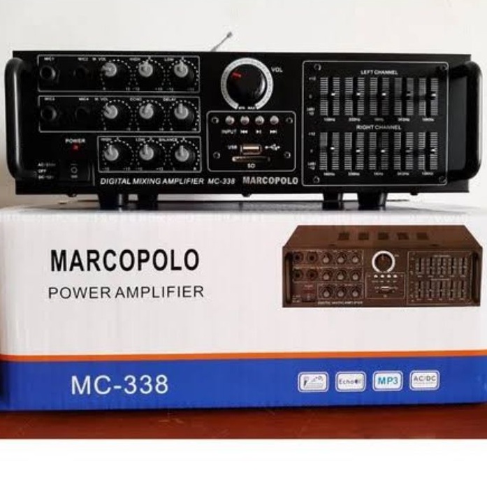 Jual POWER MIXER 2 CHANNEL MARCOPOLO MC 338 MC338 USB, MP3, SD, FM ...