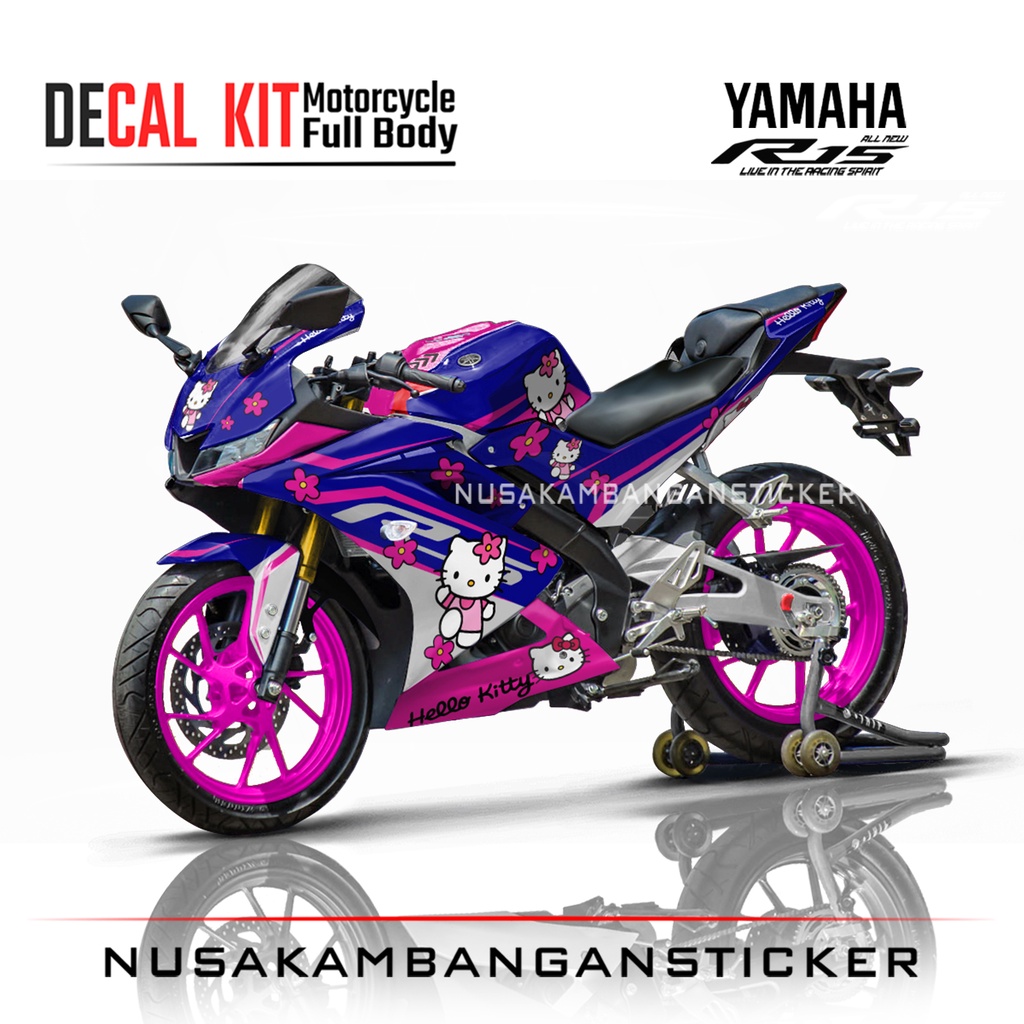 Jual Stiker Decal Motor Yamaha R15 V3 Full Body Hello Kitty Biru Grafis ...