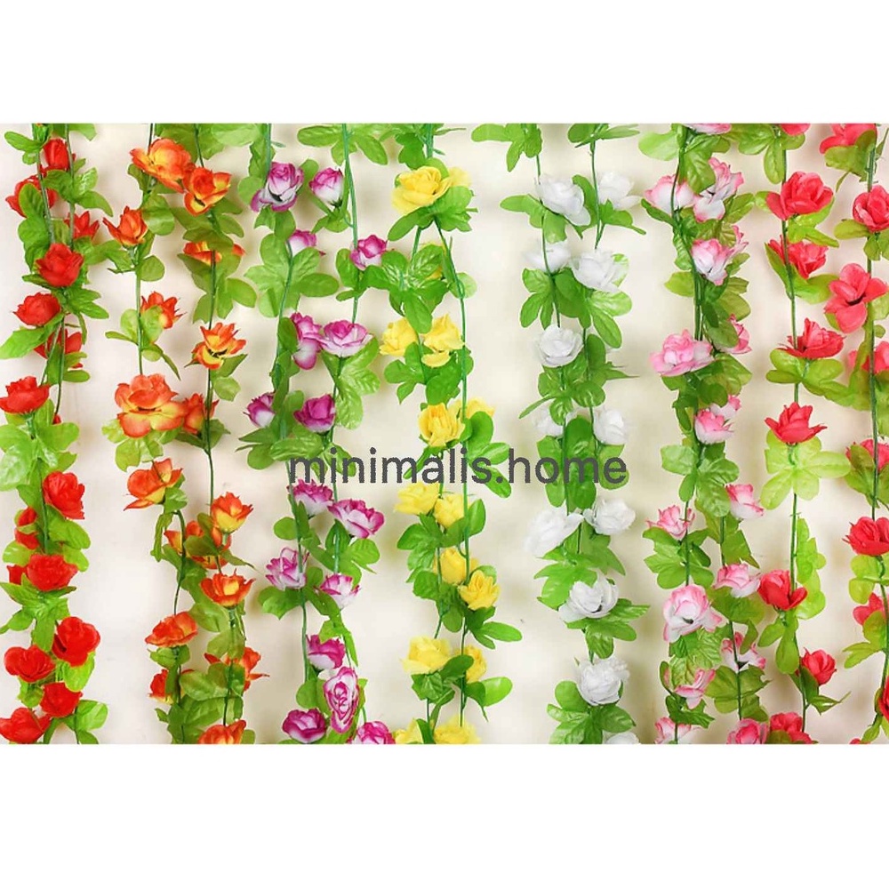 Jual Bunga Rambat Palsu Bunga Juntai Plastik Daun Imitasi Mawar Rose ...