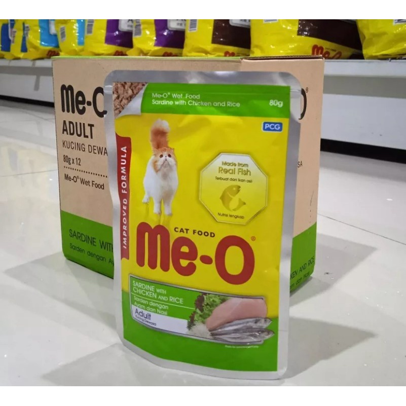 Jual Me-o Pouch 80Gram Makanan Saset/Sachet Basah Kucing MeO Me O Cat ...