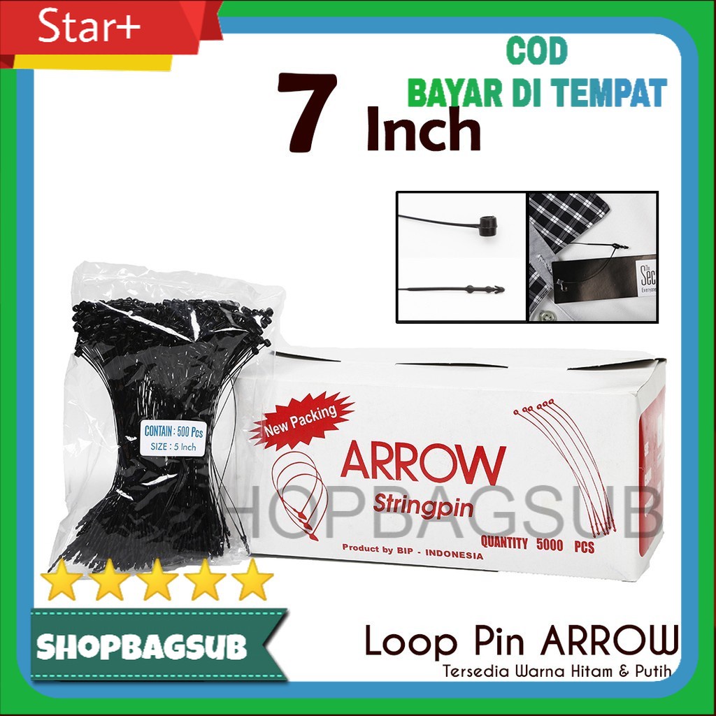 Jual Loop Pin / String Pin / Hang Tag Plastik Merk ARROW Ukuran 7 Inch (5000pcs - 1 dus ...