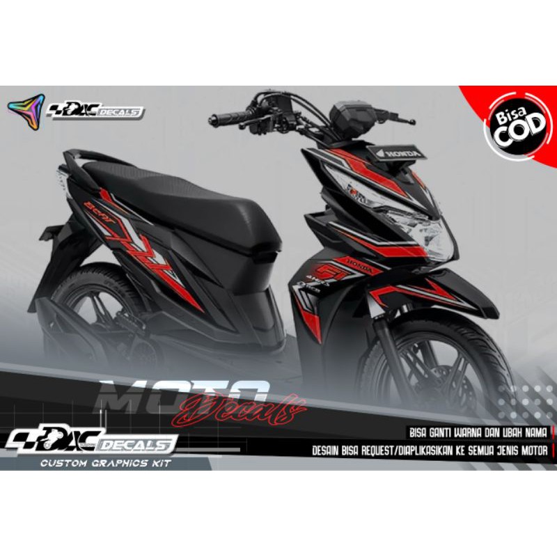 Jual sticker decal full body Honda beat street hitam merah | Shopee ...