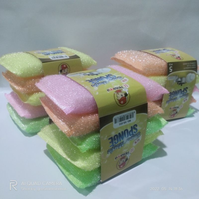 Jual Sponge Cuci Warna 1 pak isi 5 pcs | Shopee Indonesia