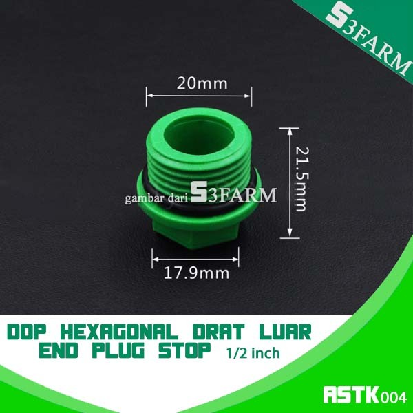 Jual Tutup Kran Dop Drat Luar Plug PPR PVC Blind Cap Seal Hexagon 1/2 ...