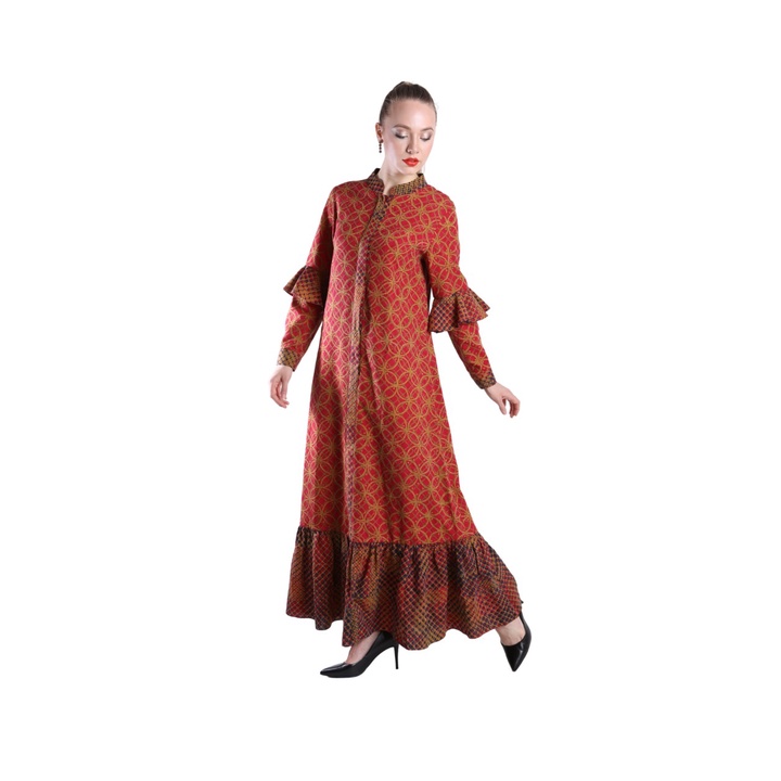 Jual ALLEIRA BATIK ESHA RED DRESS 03446 | Shopee Indonesia