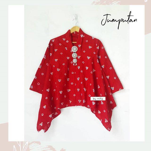 Jual Atasan Batik Jumputan Blus Kerja Kasual Kartini Batwing Lengan Panjang | Shopee Indonesia