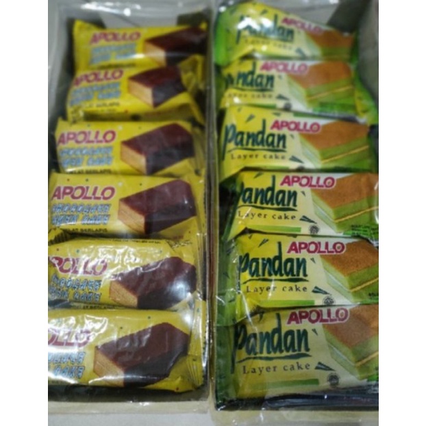 Jual bolu lapis apollo coklat pandan layer cake isi 24 | Shopee Indonesia