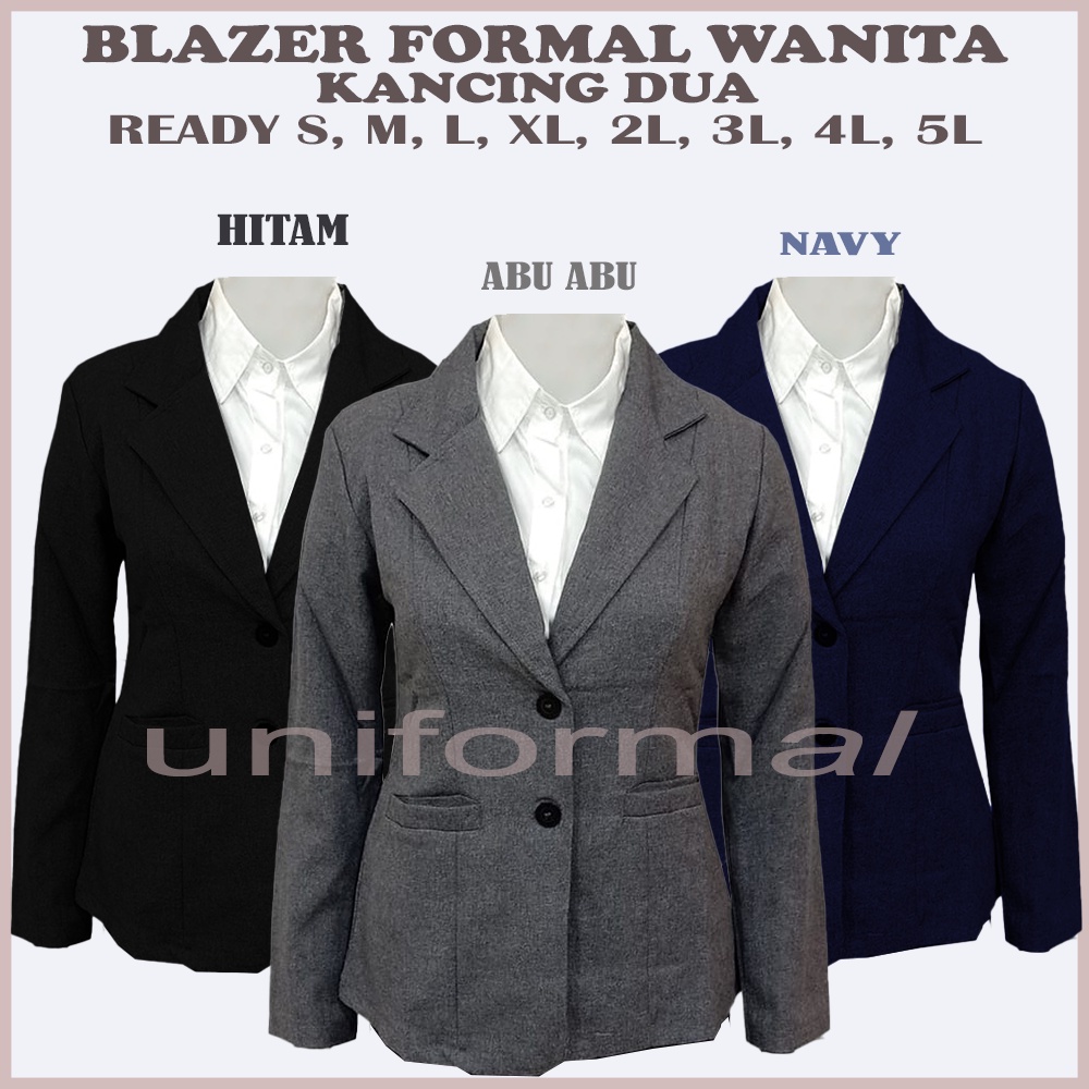 Jual Blazer Formal Wanita, HITAM PUTIH ABU DONGKER S-5L JUMBO BIG SIZE ...