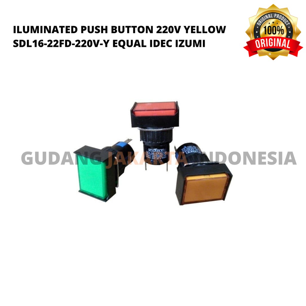 Jual ILUMINATED PUSH BUTTON 220V YELLOW SDL16-22FD-220V-Y EQUAL IDEC ...