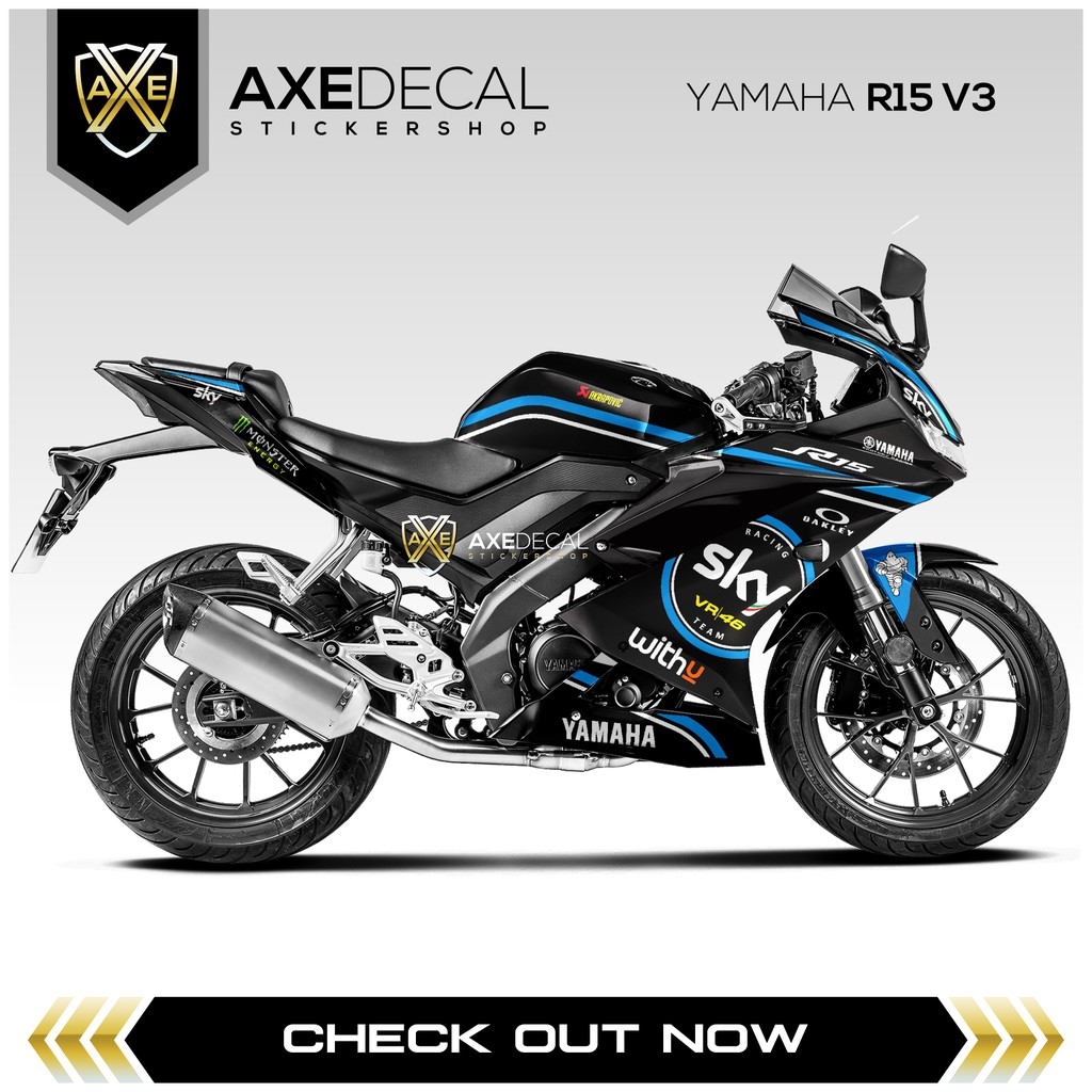 Jual Decal Striping Yamaha R15 V3 sky / Sticker Motor r15 Livery Sky ...