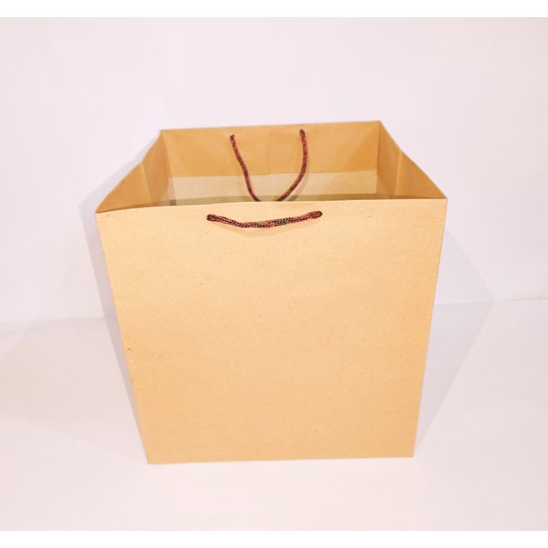 Jual Paper bag BOX NASI Coklat polos Ukuran 25x25x27 tas kertas craft ...