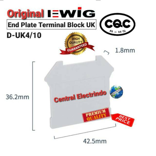 Jual End Plate Terminal Block Din Rail EWIG Type D-UK4/10. | Shopee Indonesia