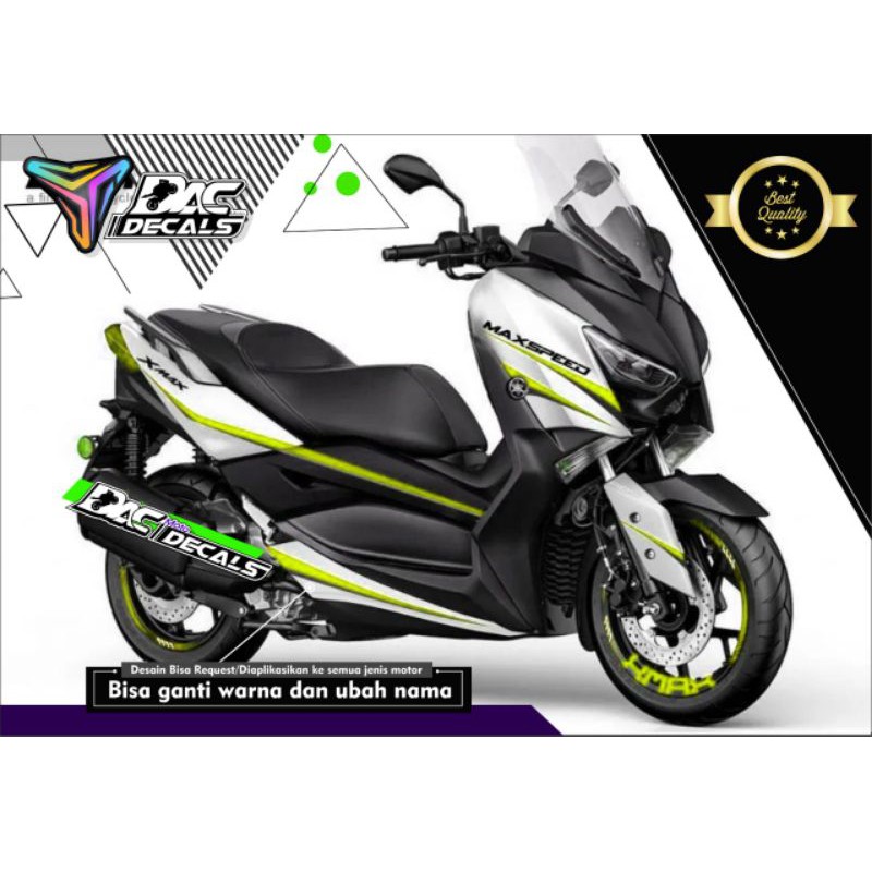 Jual sticker decal full body yamaha XMAX grafis putih list hijau ...