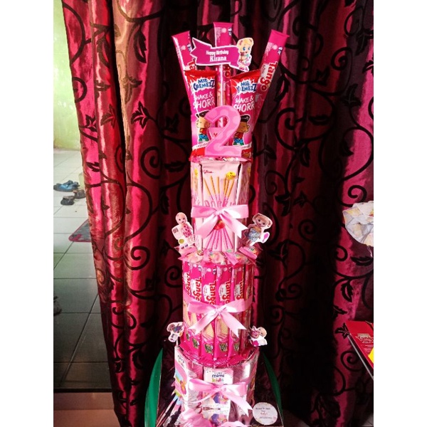 Jual SNACK TOWER PINK/ SNACK CAKE / ULANG TAHUN/ HADIAH | Shopee Indonesia