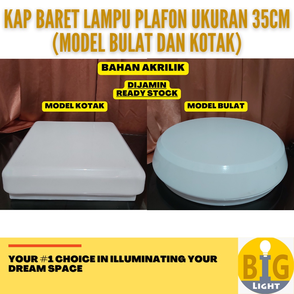 Jual Kap Baret Lampu Plafond Acrylic Fitting E27 Ceiling Lamp ukuran 35 ...