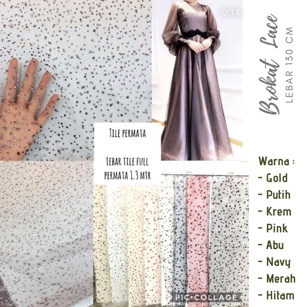 Jual [PERMATA] Brokat Brukat Tile Premium Mewah Warna Dusty Pink Hitam ...
