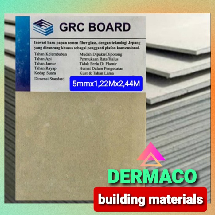 Jual GRC Board 5mm / PAPAN FIBER SEMEN # 1,22M x 2,44M / Papan GRC ...