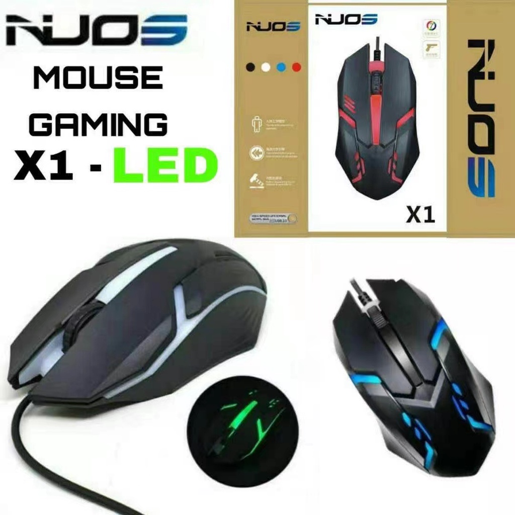 Jual [GB] Mouse Kabel Gaming Original NUOS LED X1 cable Mouse Game RGB ...