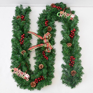 Jual Garland Natal 2.7 Meter Hijau Daun Bunga Natal Lingkar / Garland ...