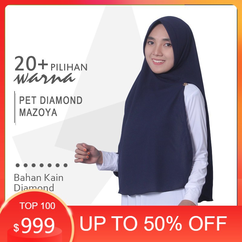Jual PJM Jilbab Pet Diamond Mazoya Instan 20 Warna Bisa 2 Model Cantik ...