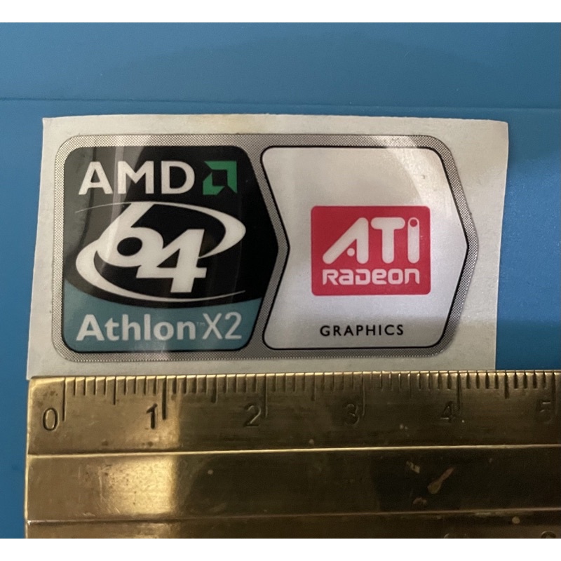 Jual Sticker stiker logo Amd Athlon 64 with Ati Radeon ori ukuran besar ...