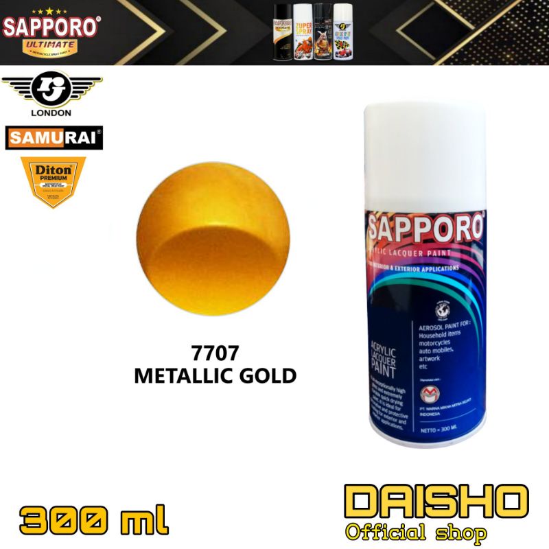 Jual sapporo metallic metalik gold 7707 300ml cat semprot spray paint ...