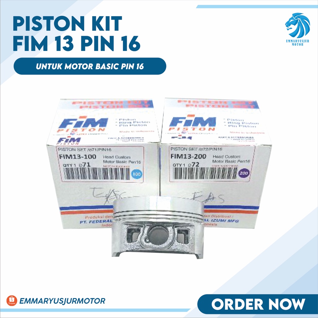 Jual PISTON KIT FIM 13 CUSTOM 100 200 PIN 16 | Shopee Indonesia