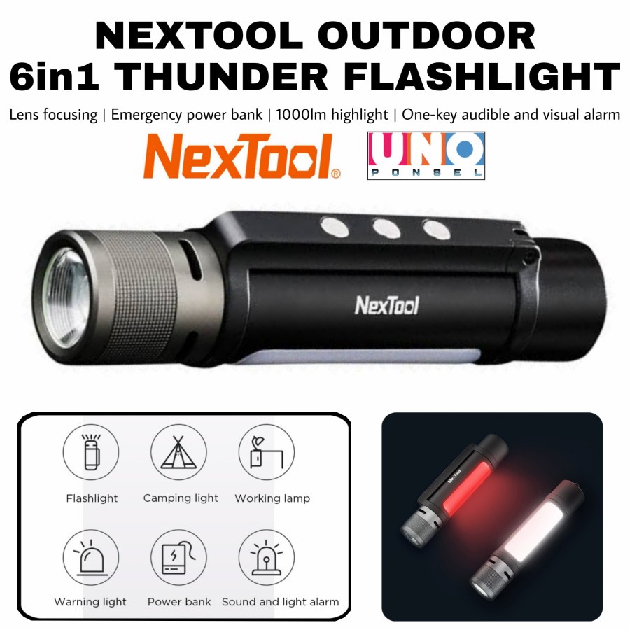 Jual NEXTOOL OUTDOOR 6in1 THUNDER FLASHLIGHT - Senter 6 in 1 PowerBank ...