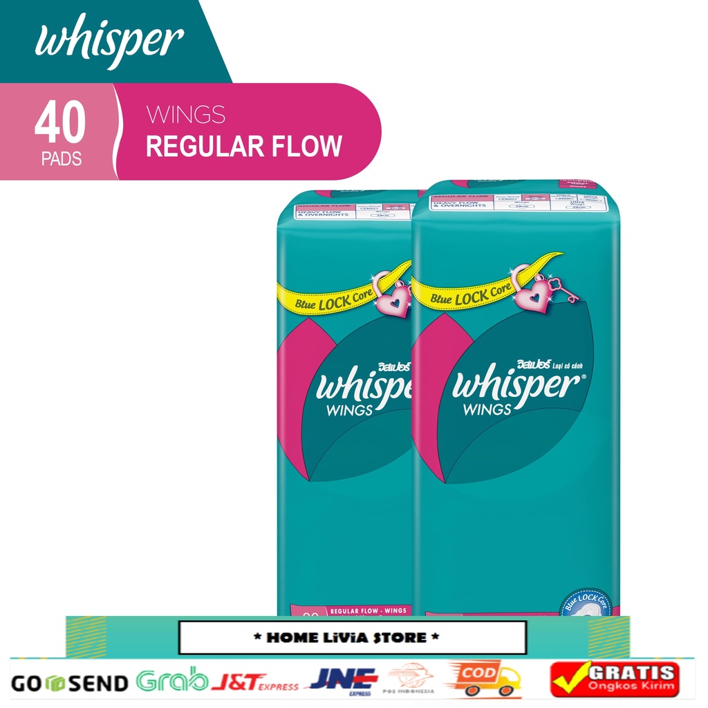 Jual Whisper Sanitary Pads Regular Flow Wings 20's Paket Isi 2 | Shopee ...