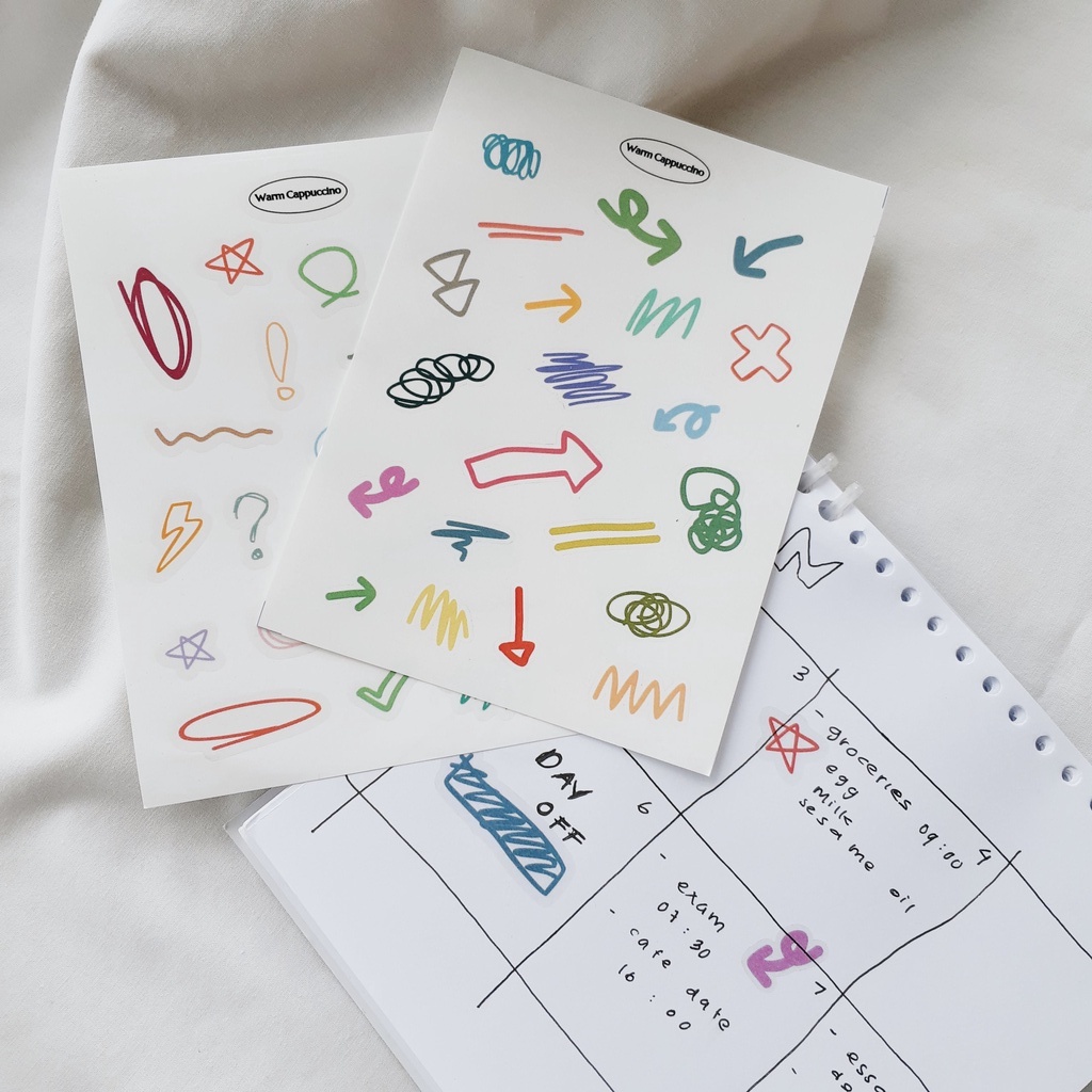 Jual [Warm Cappuccino] Sticker Bujo Scribble Transparent ( Bullet ...