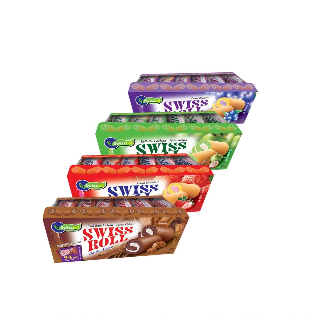 Jual Swizzlef Swiss Roll Bolu Gulung Coklat Pandan Blueberry Strawberry ...