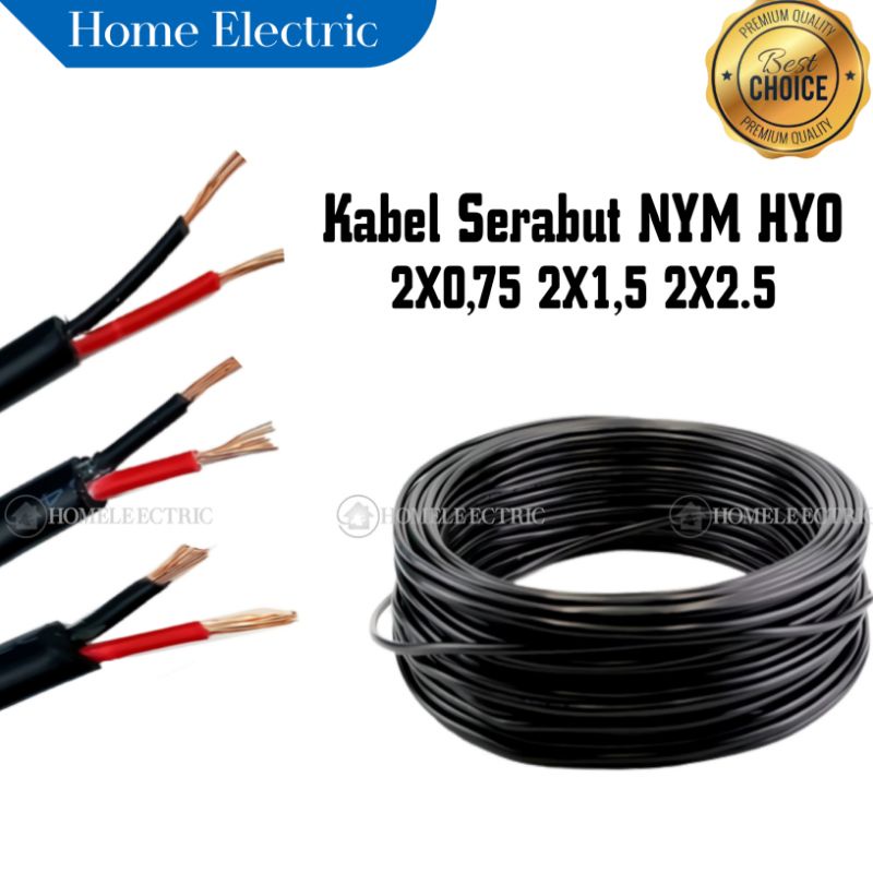 Jual Kabel Listrik Serabut Tembaga HYO 2x1.5 Hitam Per Meter - Kabel Las Kabel Pompa Air Kabel ...