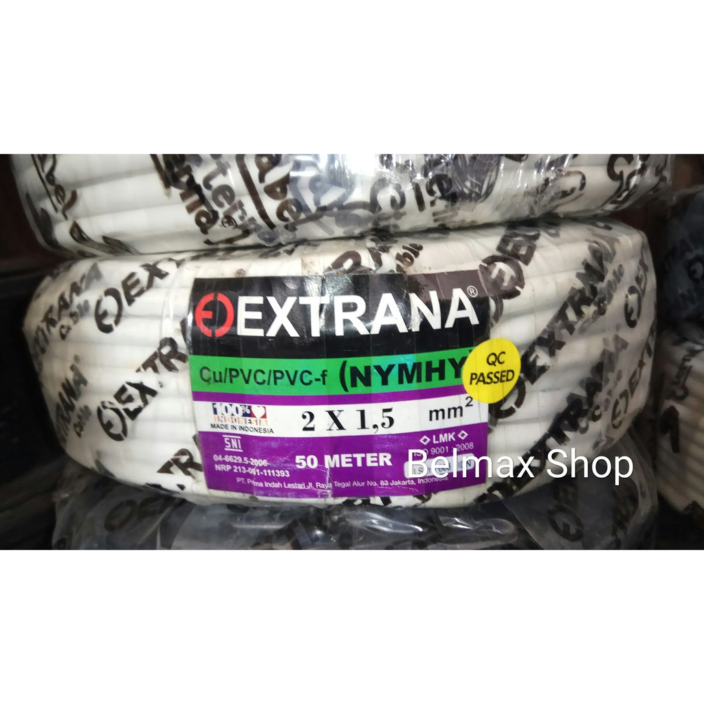 Jual Kabel Serabut Putih NYMHY 2x1.5 mm Extrana Meteran/Kabel Listrik 2x1.5 mm/Kabel Extrana ...