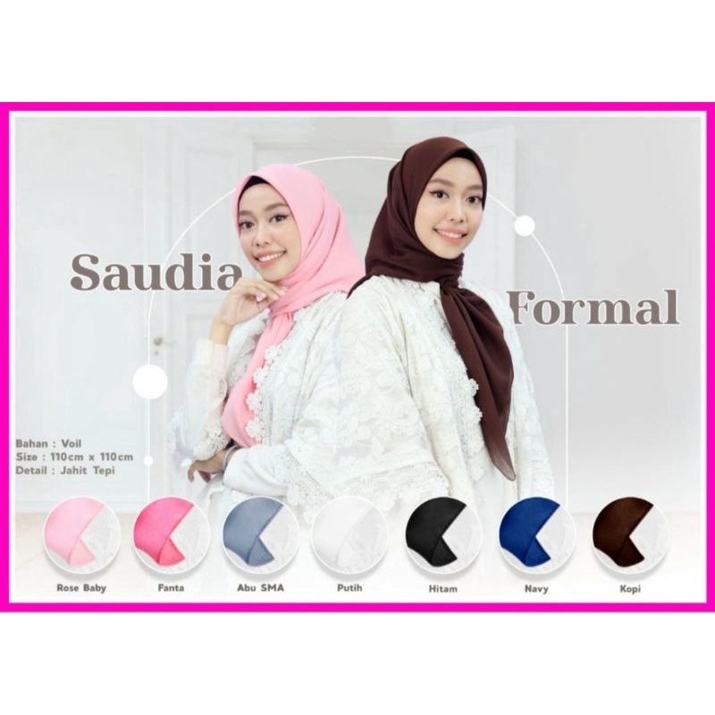 Jual Saudia Formal/ Jilbab Segiempat Saudia Jahit Tepi Warna Khusus | Shopee Indonesia
