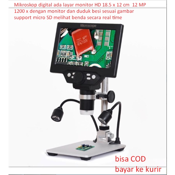 Jual Mikroskop digital ada layar monitor HD 18.5 x 12 cm 12 MP 1200 x ...