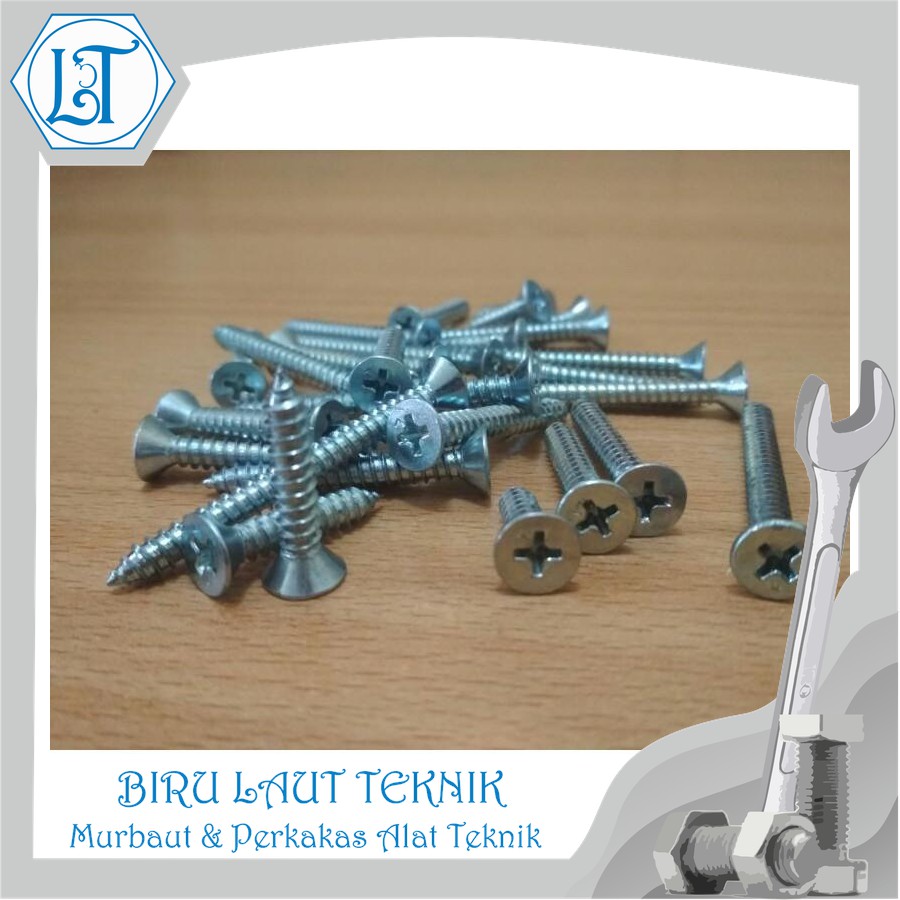 Jual Sekrup Tapping Kepala Rata FAB 12x 11/4 Inch diameter badan 5mm ...